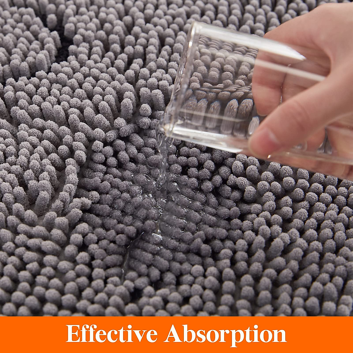 Lifewit Chenille Indoor Doormat Traps Mud and Water, Non Slip Low-Profile Rug Doormats for Muddy Shoes and Dog Paws, Machine Washable Doormat for Pet Entry, Back Door, Mud Room, 24 × 36 in, Grey