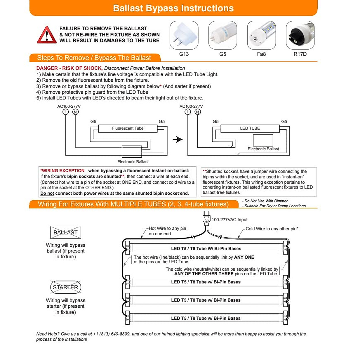 4ft 24W T5 High Output LED Tube Light, 45.75", F54T5 Equal, 5000K (Cool White), Clear Lens, 3500 lm, G5 Mini Base, 100-277V, Ballast Bypass, Dual-End Powered, LED Shop Light, UL-Listed (4-Pack)