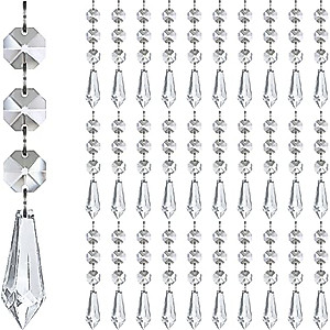 Jishi Hanging Crystals 30-Pack Centerpieces Decorations Garland Chandelier Crystal Beads Strings, Clear Acrylic Icicle Christmas Decor Clearance Tree Ornaments, Dangle Prisms Diamond Gem Jewel Strands