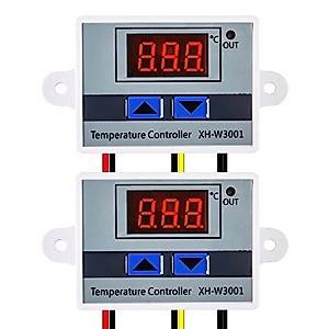 2Pcs Digital LED Temperature Controller Module 220V Digital Thermostat Switch Electronic Thermostat with Waterproof Probe Programmable Heating Cooling XH-W3001