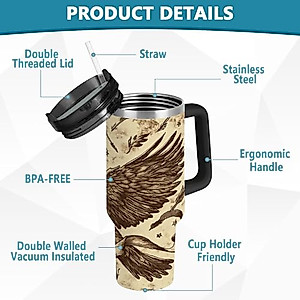 Flradish 40oz Tumbler with Handle, Alcon Stainless Steel Tumbler with Lid and Straws Double Wall Vacuum Insulated Leakproof Coffee Travel Mug