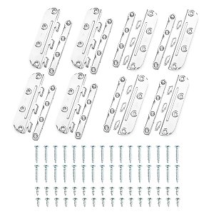 POWERTEC 71425-P2V Surface Mounted Bed Rail Brackets, Bed Frame Fasteners Hardware with Mounting Screws, Bed Rail Hooks for Wood Bed Frame, Set of 8