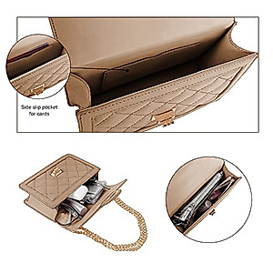 SG SUGU Small Quilted Crossbody Bag, Trendy Designer Shoulder Bag, Phone Wallet Purse for Women (Taupe)