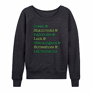 Instant Message - St Patricks Day List - Ladies French Terry Pullover - Size 2 X-Large Heather Charcoal