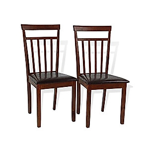 Wickerix Dining Set of 4 Dining Kitchen Side Warm Chairs with Padded Seat Contemporary Style Solid Wood in Dark Walnut Finish