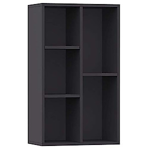 WIFESE Bookshelf Book Cabinet 19.7"x9.8"x31.5" Cubby Storage Organizer Record Player Stand Bookcase with Doors Bookshelf with Cabinet Storage Shelf for Living Room Small Cabinet Gray