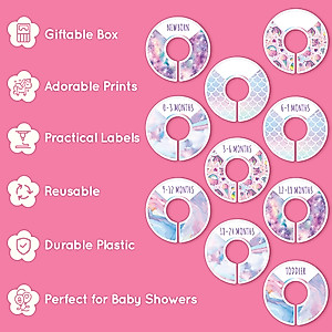 Baby Closet Dividers Clothes Dividers- Closet Divider Set | Color Clothing Rack Dividers, Clothes Dividers for Closets, Closet Labels, Dividers Closet Clothes Dividers (10 Baby Girl)