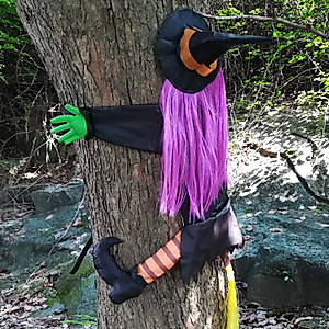 BABYLIAN 54.3" Large Crashing Witch Into Tree,Halloween Haunted Yard or House Prop Decoration, Halloween Party Supplies for Indoor Outdoor Patio Lawn Garden Decor