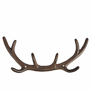 Esschert Design Rustic Cast Iron DB76 Antler Hooks, 4.5" H, Brown