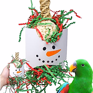 Bonka Bird Toys Christmas Xmas Santa Claus Reindeer Snowman Small Medium Chew Forage Shred Festive Holiday Season Cockatiel Parakeet Conure and Similar (2430 Snowman)