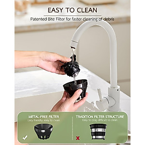 TUUMIIST Juicer Machines, Cold Press Juicer for Vegetable and Fruit with Upgraded Slow Juicing Technology, Powerful Motor and Reverse Function, Compact Size for Space-Saving Juicer, Black Gold