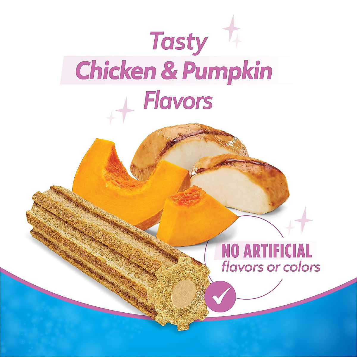 Dentalife Purina Plus Digestive Support Chicken and Pumpkin Flavor Small/Medium Dog Dental Chews, MP - 19 ct. Pouch