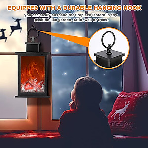 Fireplace Lamp Led Flame Log Effect Rectangle Fire Place Lantern USB Powered Simulation Flameless Fire Lights Battery Operated Fire Flame Lamp for Home Decor Indoor Christmas Ornaments (Medium)