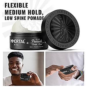 IMMORTAL NYC Hair Styling Pomade - Iconic Man, Flexible Medium Hold, Low Shine Pomade - Mens Water Based, No Residue Hair Balm - All Natural Pomade Cream for All Hair Types