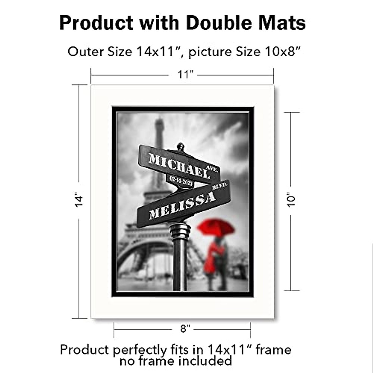 Lovers path-crossing sign - Personalized artwork with Couple's Names. Gift for wedding Anniversary, housewarming, Valentine's Day. Paris wall art.