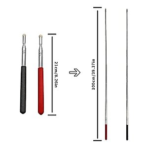 2 PcsTelescopic Teachers Pointer Stick, Extendable Teaching Pointer, Whiteboard Pointer with Felt Head for Teachers, Guides, Coach, Extends to 39''（Red and Black）