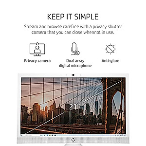HP 21 All-in-One PC, AMD 3020e Processor, 4 GB RAM, 128 GB SSD Storage, 20.7-inch Full HD Display, Windows 10 Home in S Mode, Adjustable Screen, Privacy Camera, Dual-Array Mics (21-b1010, 2021)