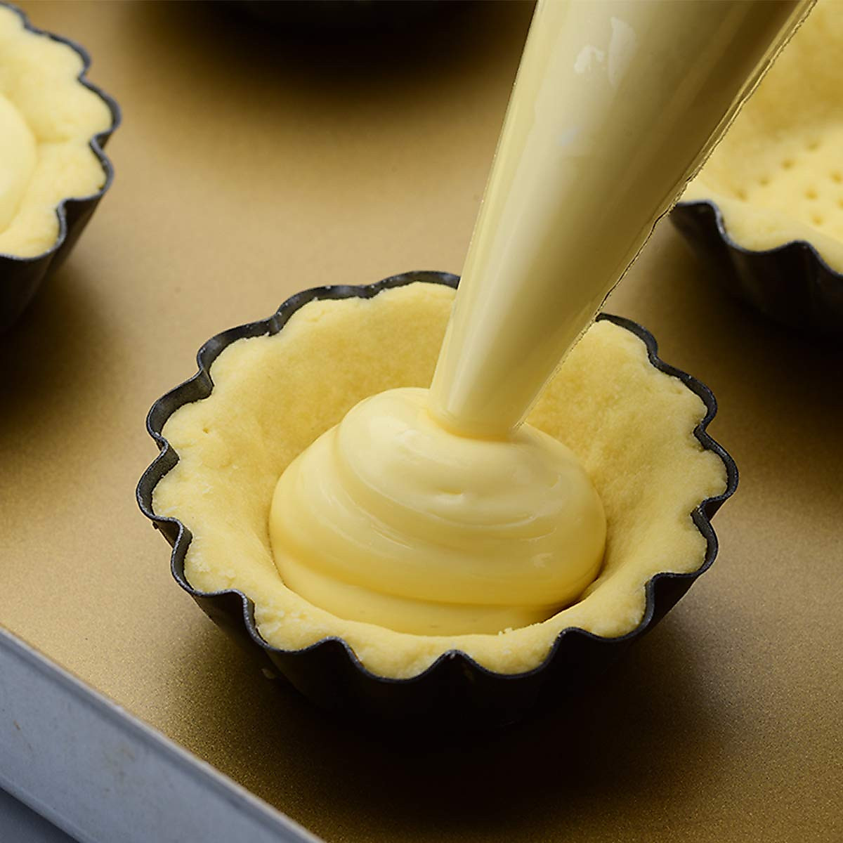 Amytalk 12 Packs Egg Tart Mold, Upgrade Bigger Size 3 x 0.9inch, Cupcake Cake Muffin Mold Tin Pan Baking Tool, Carbon Steel