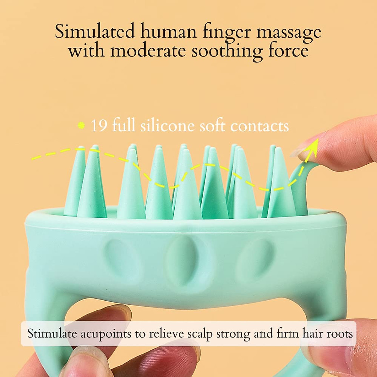 Foladion Silicone Manual Scalp Massager Exfoliator Waterproof Head Scrubber Shampoo Brush Soft and Gentle for Men Women Kids (Green(Thick Head) 1PC)