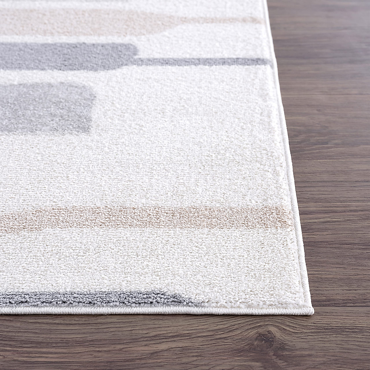 Abani Rugs Cream and Gray 8 ft. x 10 ft.(7'9"x10'2") Contemporary Neutral Paint line Area Rug. Superior Turkish Stain Resistant Area Rug