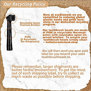 ecoELEMENT Electric Toothbrush Replacement Heads - Compatible with Oral B Black Replacement Heads for Adults Aged 16+, Pack of 8 Recyclable Charcoal Brush Heads for Oral Hygiene, Black