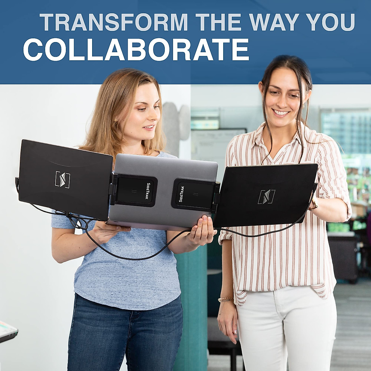 SideTrak Swivel Triple 14" Patented Attachable Portable Monitor - FHD TFT Laptop Triple Screen with Kickstand, for Mac, PC, and Chromebook, Fits All Laptops, Powered by USB or Mini HDMI Port (Triple)