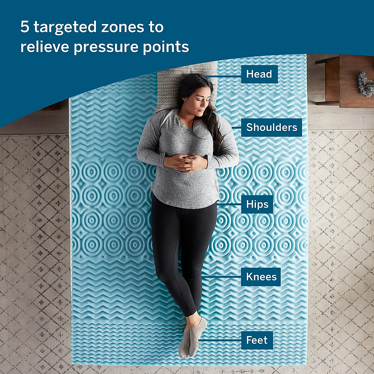 Lucid 3 Inch Mattress Topper Full – Memory Foam Mattress Topper Full – 5 Zone Gel Infusion – CertiPur Certified Foam – Dorm Room Essentials