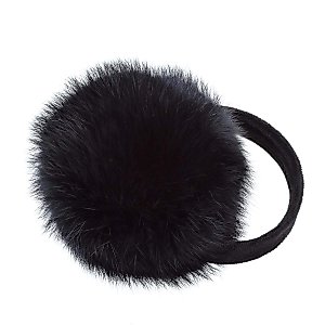 surell Rabbit Fur Earmuff (Black) - Women’s Winter Ear Muff with Velvet Band - Furry Foldable Thick Plush Outdoor Headwear - Girls Warm Ear Warmers Cold Weather - Winter Fashion Accessory