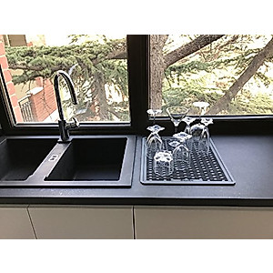 GOOD TO GOOD Silicone Dish Drying Mat Kitchen Sink Organizer, Waterproof, Non-Slip, Durable, Flexible, Easy Clean, Heat-Resistant Eco-Friendly Counter Dish Mat 17.6 x 15.6 inches