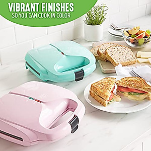 GreenLife Pro Electric Panini Press Grill and Sandwich Maker, Healthy Ceramic Nonstick Plates,Easy Indicator Light, PFAS-Free, Pink
