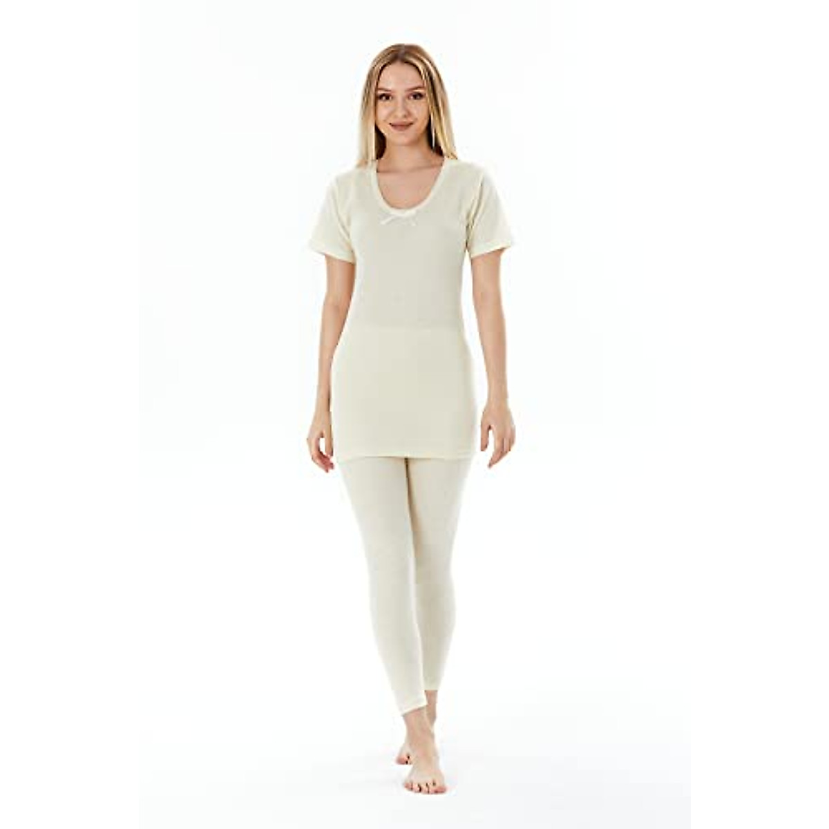 WoolCo. Merino Wool Undershirt for Women, Tunic Length T-Shirt Top | 185 Lightweight Base Layer, Thermal Underwear (X-Large)