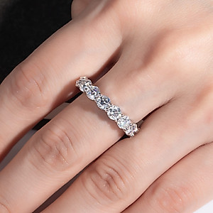 Moissanite Wedding Band Eternity Ring 5cttw D Color VVS1 Clarity Round Brilliant Cut Lab Grown Diamond Gold Plated 925 Sterling Silver Fake Promise Anniversary Bands for Women with Certificate(8)