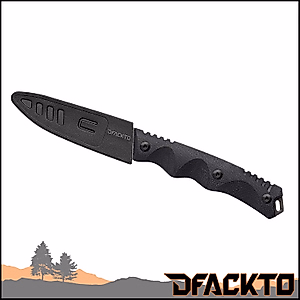 DFACKTO Interceptor 3.5 Inch Paring Knife for Kitchen and Camping, Stonewashed High Carbon Stainless Steel, Tactical G10 Handle, Black, BBQ, Cooking Utensil for Travel