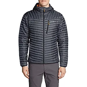 Eddie Bauer Men's MicroTherm 2.0 StormDown Hooded Jacket,Storm (Gray),L Regular