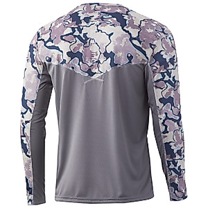 HUK Men's Standard Icon X Camo Long Sleeve Performance Fishing Shirt, Current Ocean Tally, 3X-Large