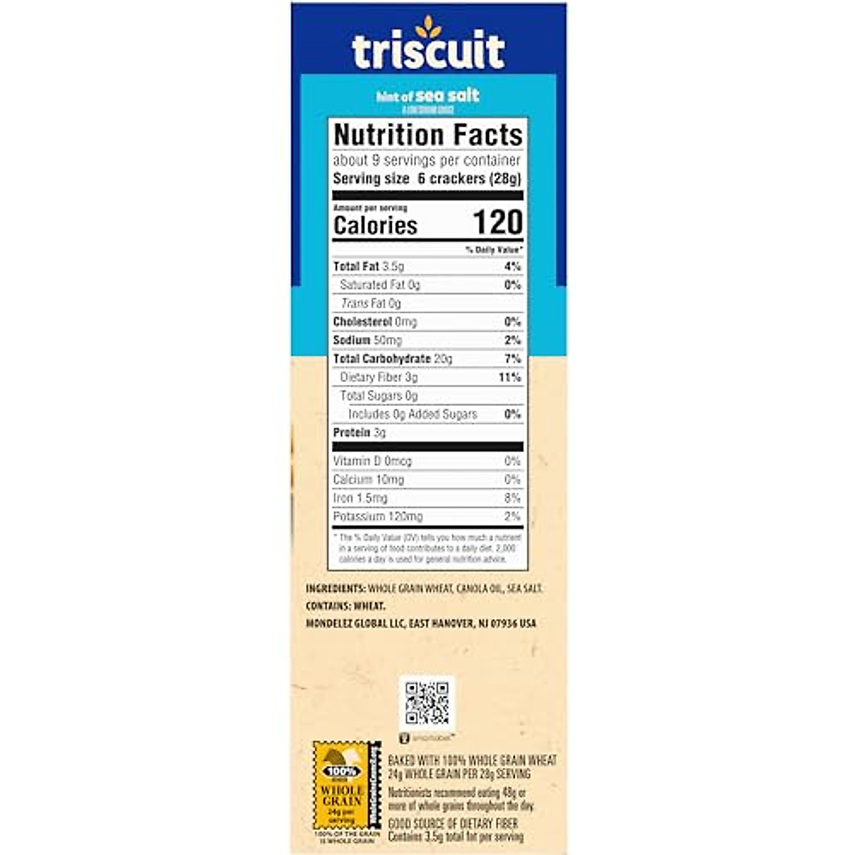Triscuit Hint of Sea Salt Whole Grain Wheat Crackers, Vegan Crackers, 8.5 oz