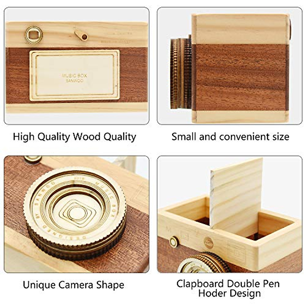 VOSTOR Zakka Camera Wooden Pencil Holder Desktop Pencil Holder Vintage Camera Decor Stationary Makeup Organizer Holder for Office Home, Back to School Gift For Photographers and Students
