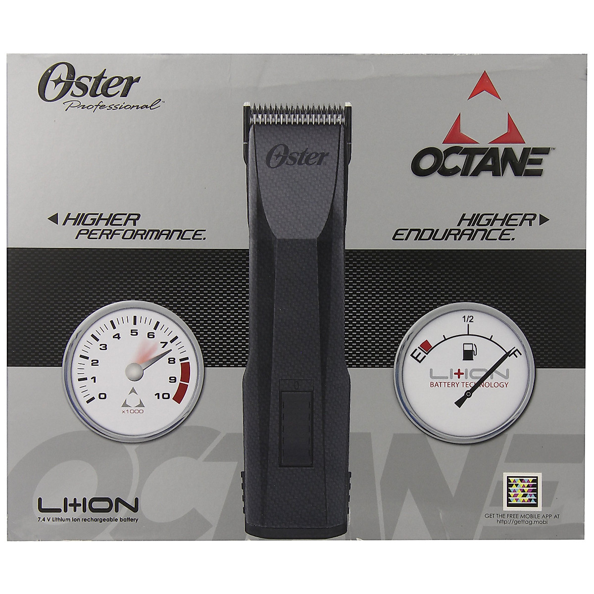 Oster Professional 76550-00 Octane Cordless Clipper, Gray, 1 Count