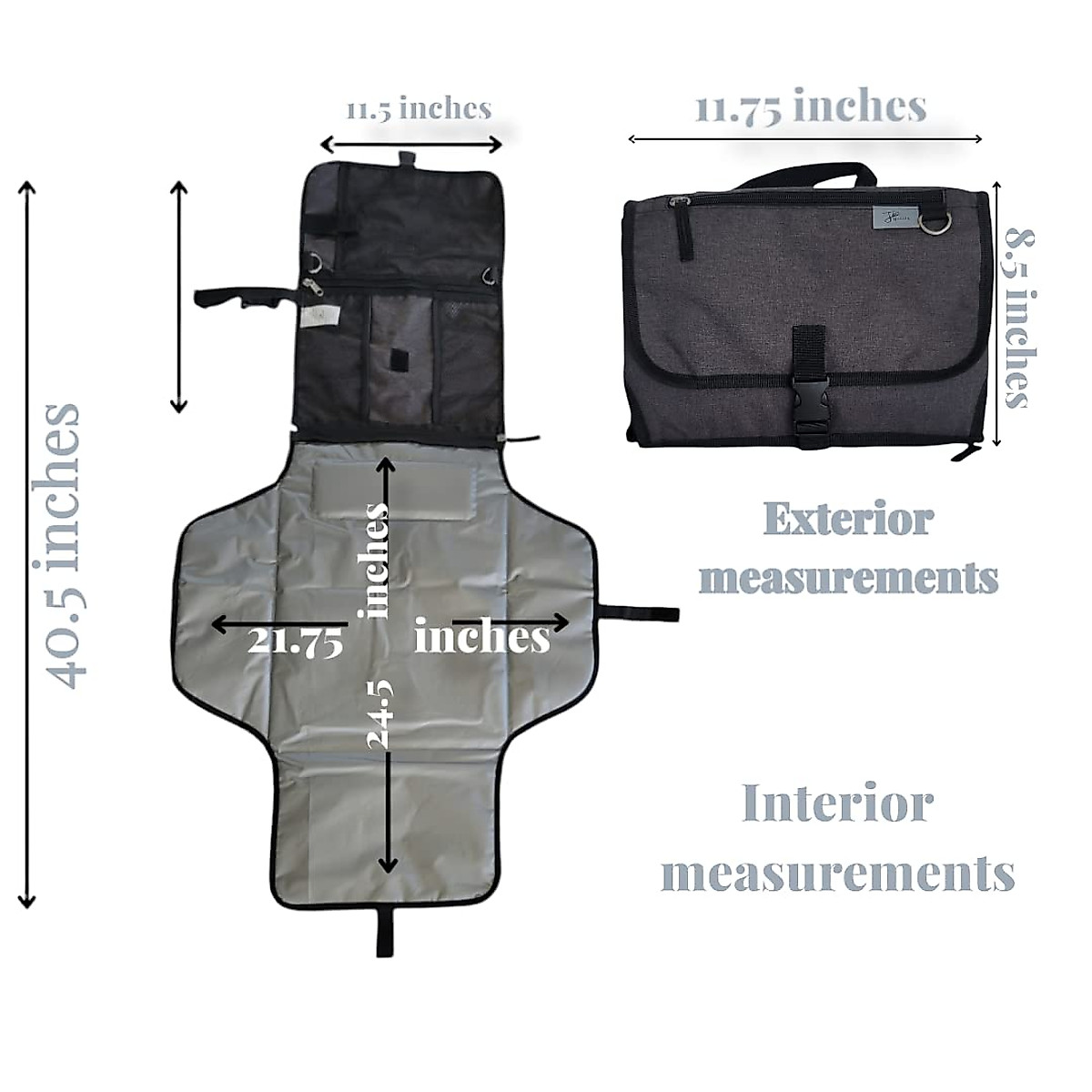 Portable Changing Pad–Grey-Convenient 2 in 1 Travel Diaper Changing Station Bag