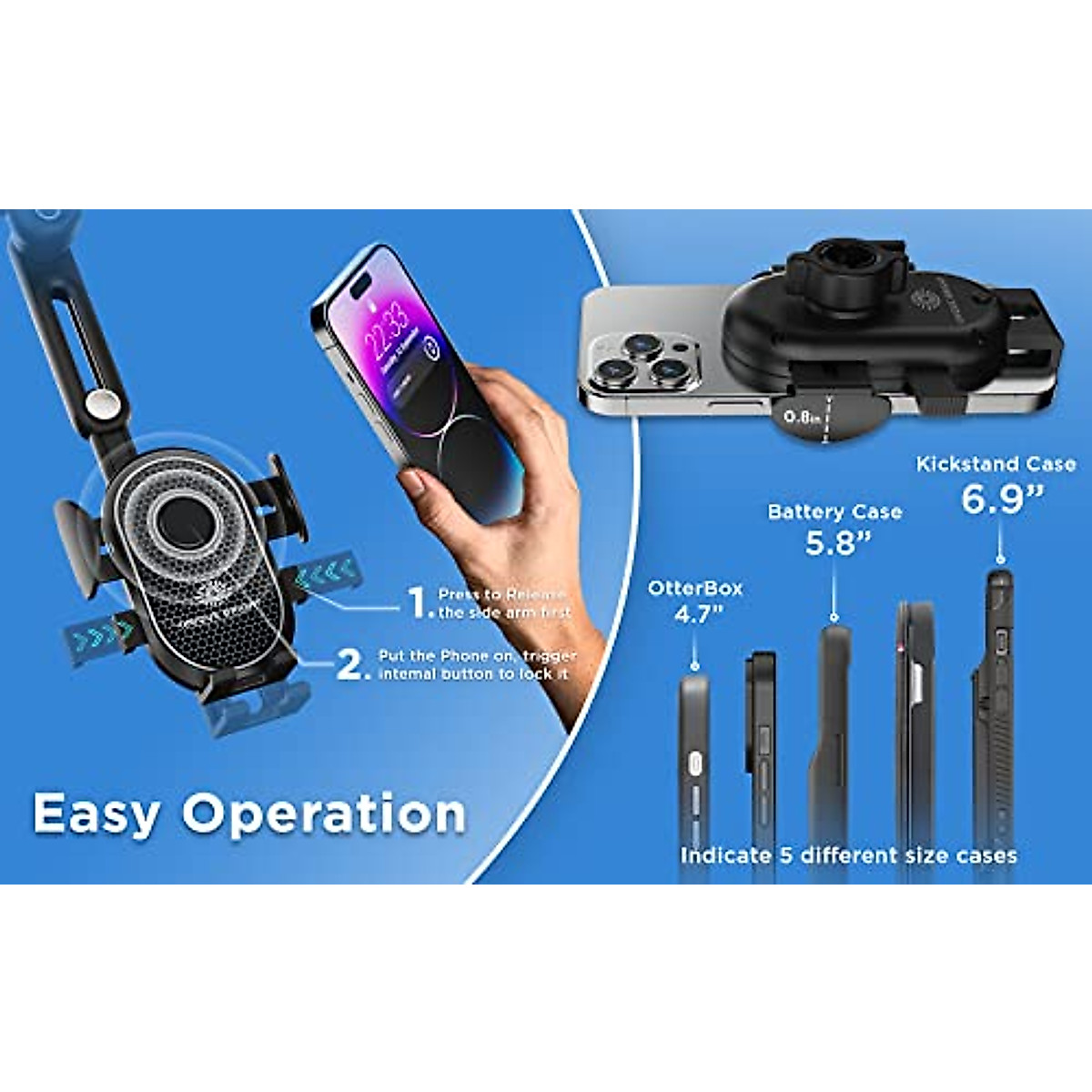 Rearview Mirror Phone Mount-Mirror Phone Holder for Car-Retractable Phone Holder Navigation-Car Phone Mount-Truck Phone Clip for Delivery Driver-Fit Mobiles 4"-7" Most Vehicles+2 Blind Spot Mirror.