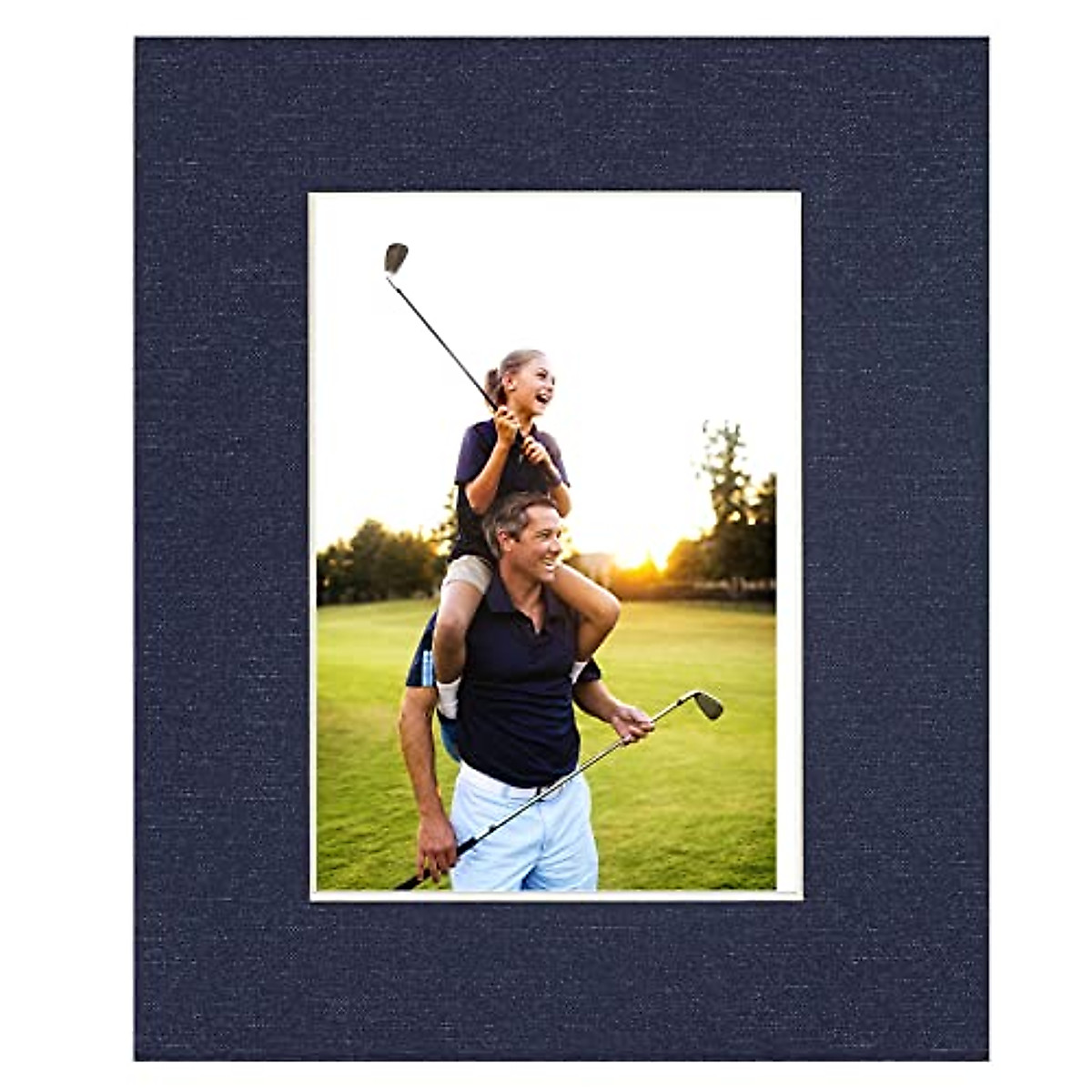 Pack of 25 Acid Free 11x17 Mats Bevel Cut for 9x14 Photos - Navy Canvas Texture Precut Matboards For Pictures, Photos, Framing - 4-ply Thickness