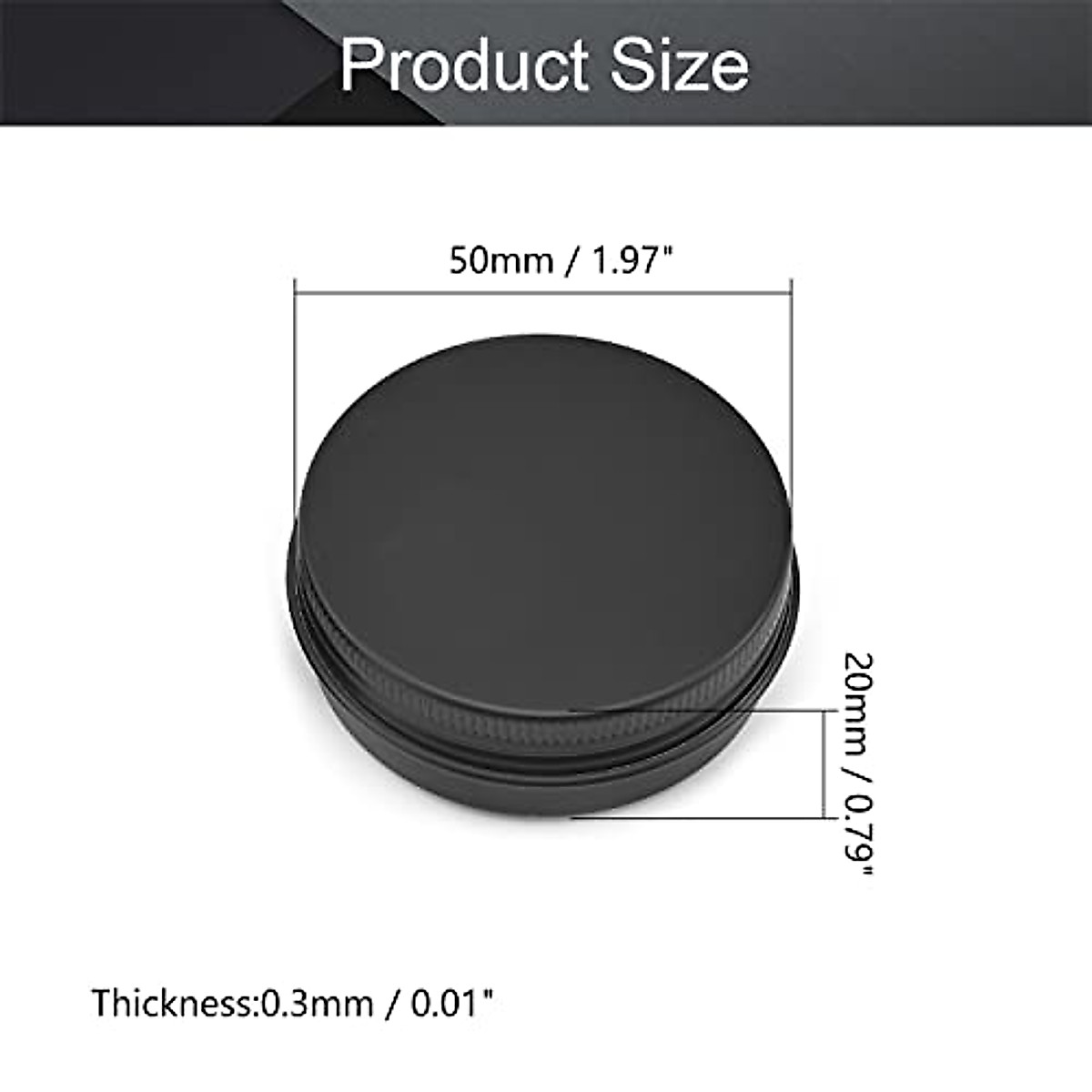 Othmro 5Pcs 1oz Metal Round Tins Aluminum Tin Cans Jar Refillable Containers 30ml Tin Cans Tin Bottles Containers with Screw Lid for Salve Spices Lip Balm Tea Candies Black 50×20mm