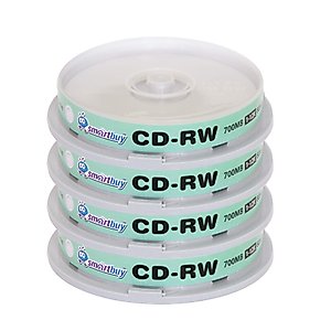 40 Pack Smartbuy CD-RW 1-12X 700MB/80Min High Speed Branded Logo Rewritable Blank Data Media Disc