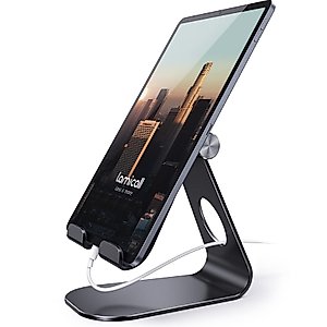 Lamicall Tablet Stand Adjustable, Tablet Holder : Desktop Tablet Accessories Holder Dock Compatible with 4-13" Tablet Such as iPad Pro 11, 9.7, 10.5, Air Mini 2 3 4, Kindle, Nexus, E-Reader, Black