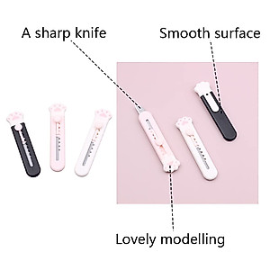 BAIWANLCH 3 Pcs Mini Box Cutter Retractable Cartoon Blade Box Opener Cute Box Cutter Shrink Box Cutter Cute Cat Claw Utility Knife Wrap for Cartons Cardboard Handmade Work (Random Color)