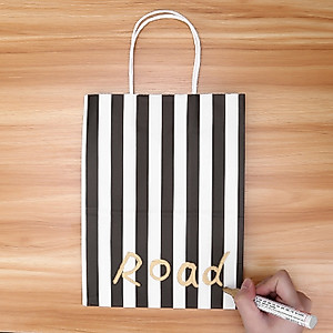 Ronvir Gift Bags 100pcs Paper Bags 8x4.75x10.5 Inches Black And White Bags, Shopping Bags, Retail Bags. Party Bags, Gift Bgas Medium Size