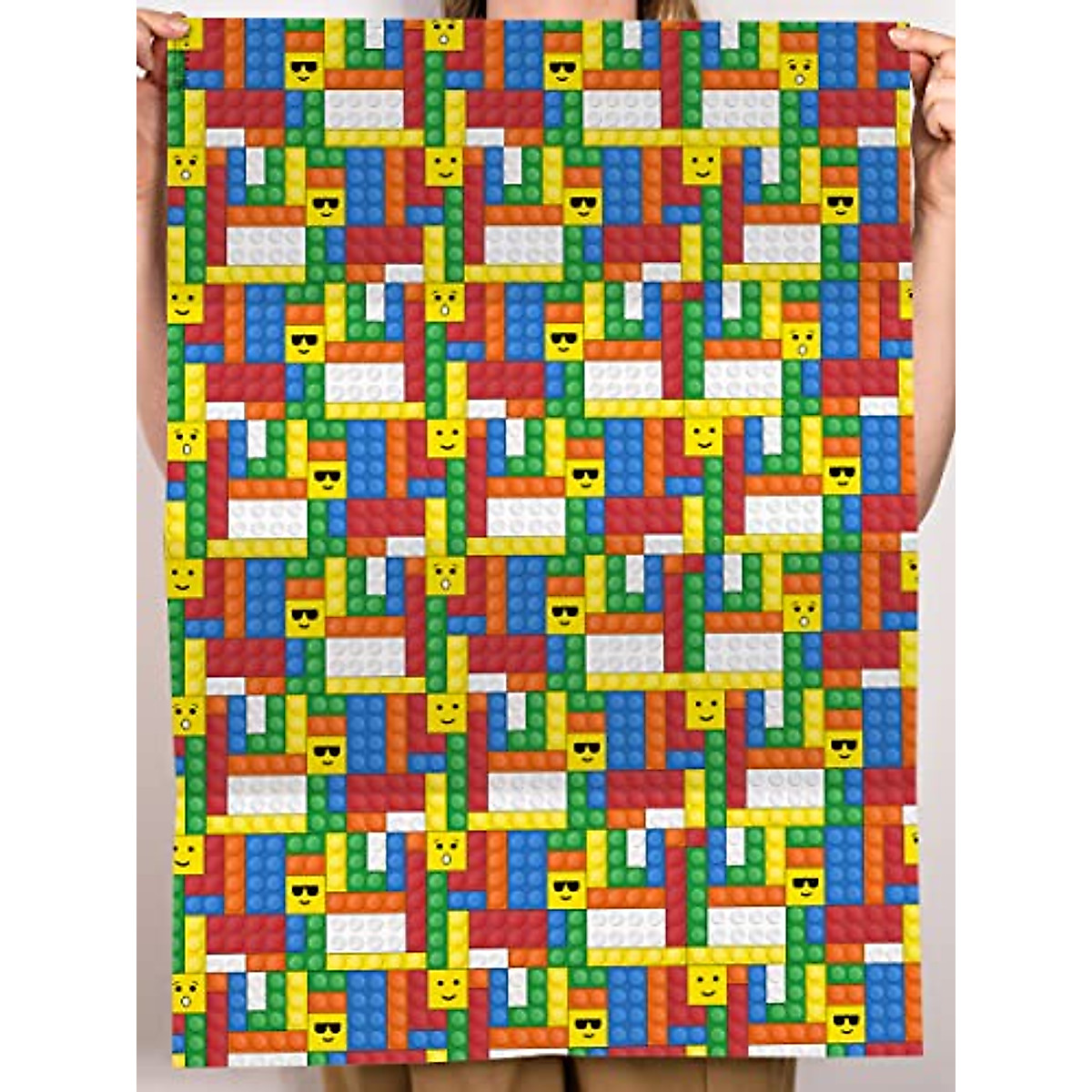 CENTRAL 23 Colorful Wrapping Paper - Lego - 6 Sheets of Gift Wrap - Birthday Wrapping Paper for Kids - Building Blocks With Faces - Boys and Girls - Comes With Fun Stickers