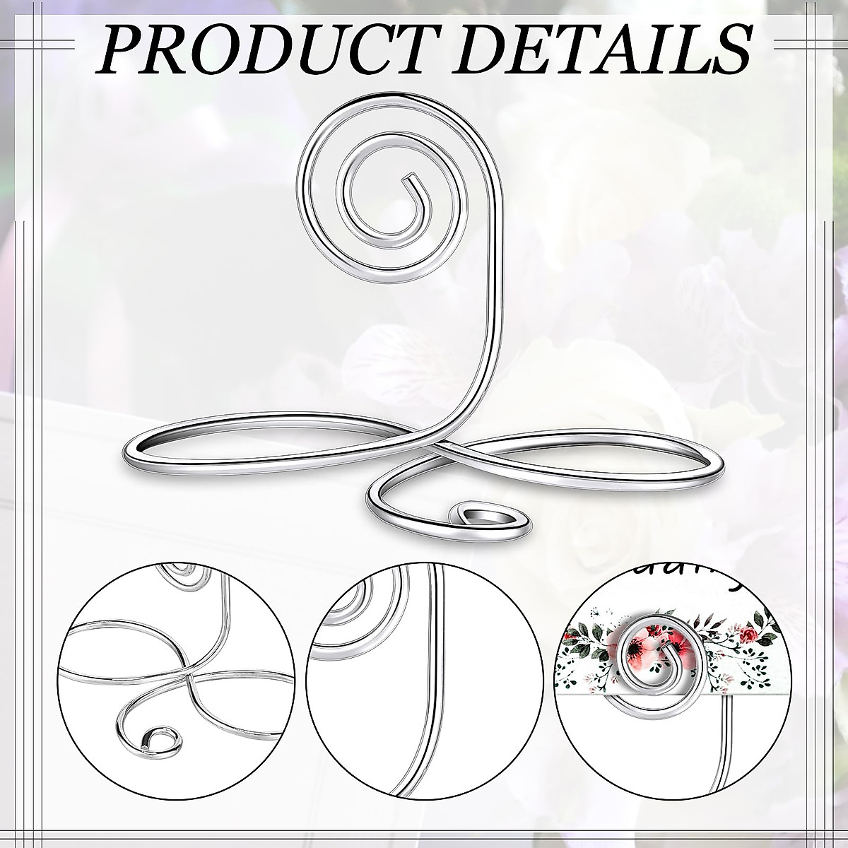 Sinload 24 Pcs Place Card Holders Table Number Holders Silver Small Card Stands Display Photos Picture Clips Elegant Wire Buffet Labels for Food Dinner Parties Weddings Reception Events