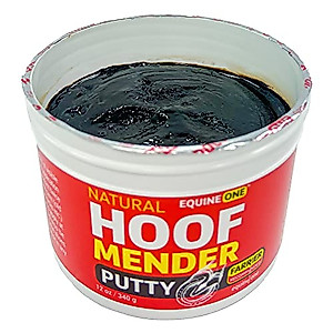 Equine One Hoof Mender Putty - White Line | Wall Separations | Old Nail Holes | Thrush - 100% All-Natural Hoof Care Product - Birch Bark Extract, Betulin, Omega-3 (12 Oz)