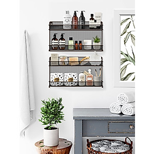 CAXXA 2 PK 2 Tier Mesh Kitchen Counter-top or Wall Mount Spice Rack Jars Storage Organizer, Bronze